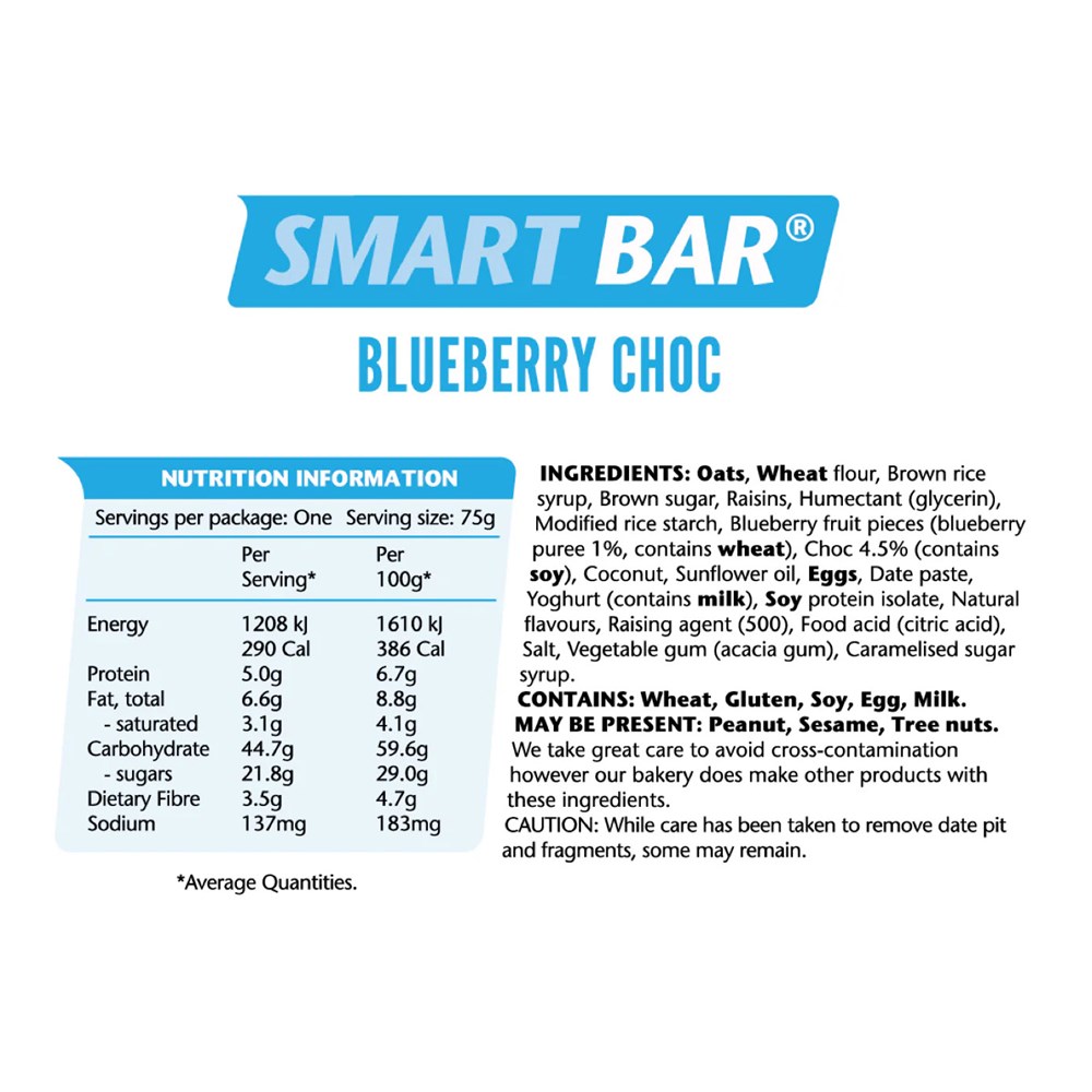 Smart Bar Blueberry 75g - 16 Bars | BikeCorp Australia - Bike Corp