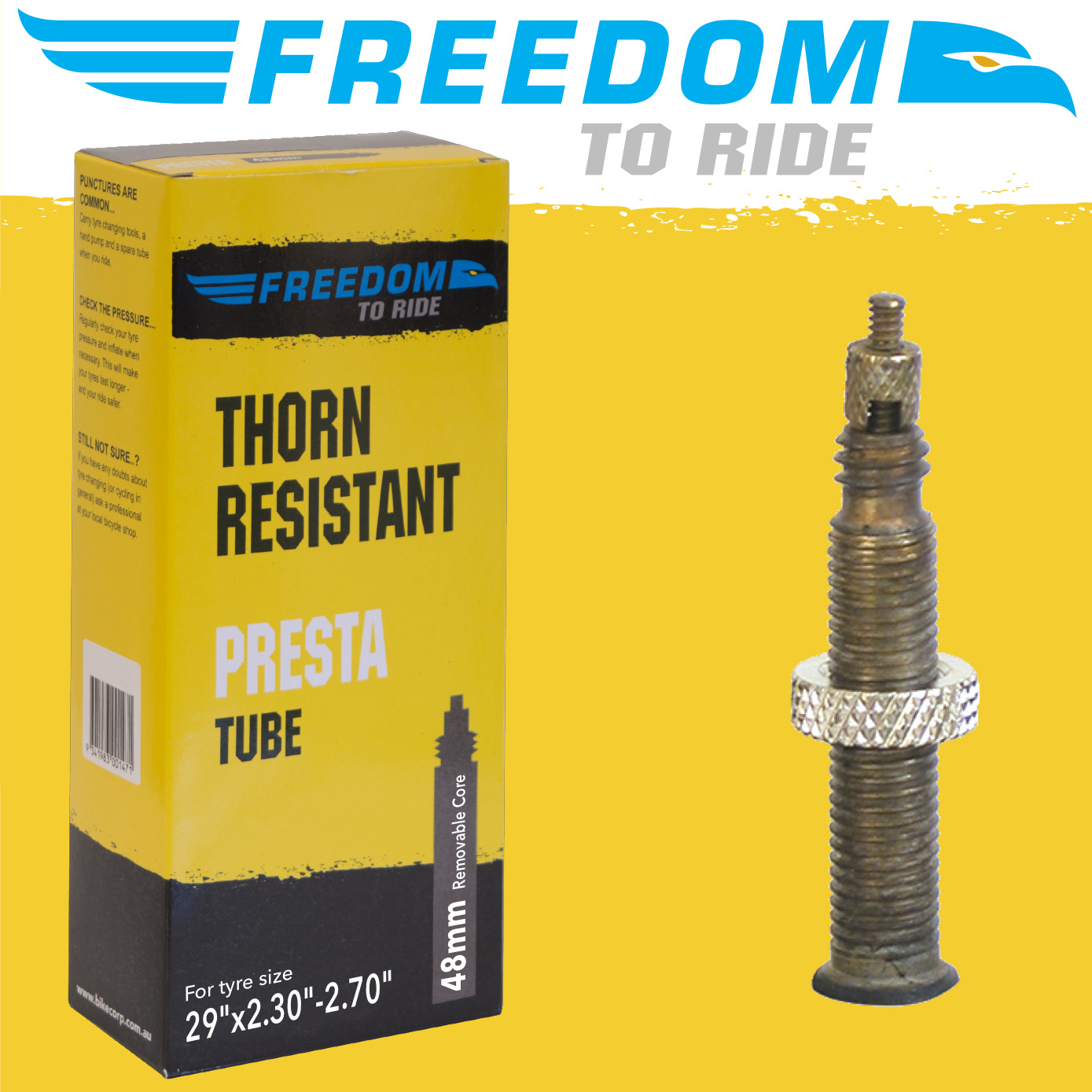 Thorn Resistant Presta Tube 29"x2.30-2.70" - 48mm, Removable Core ...